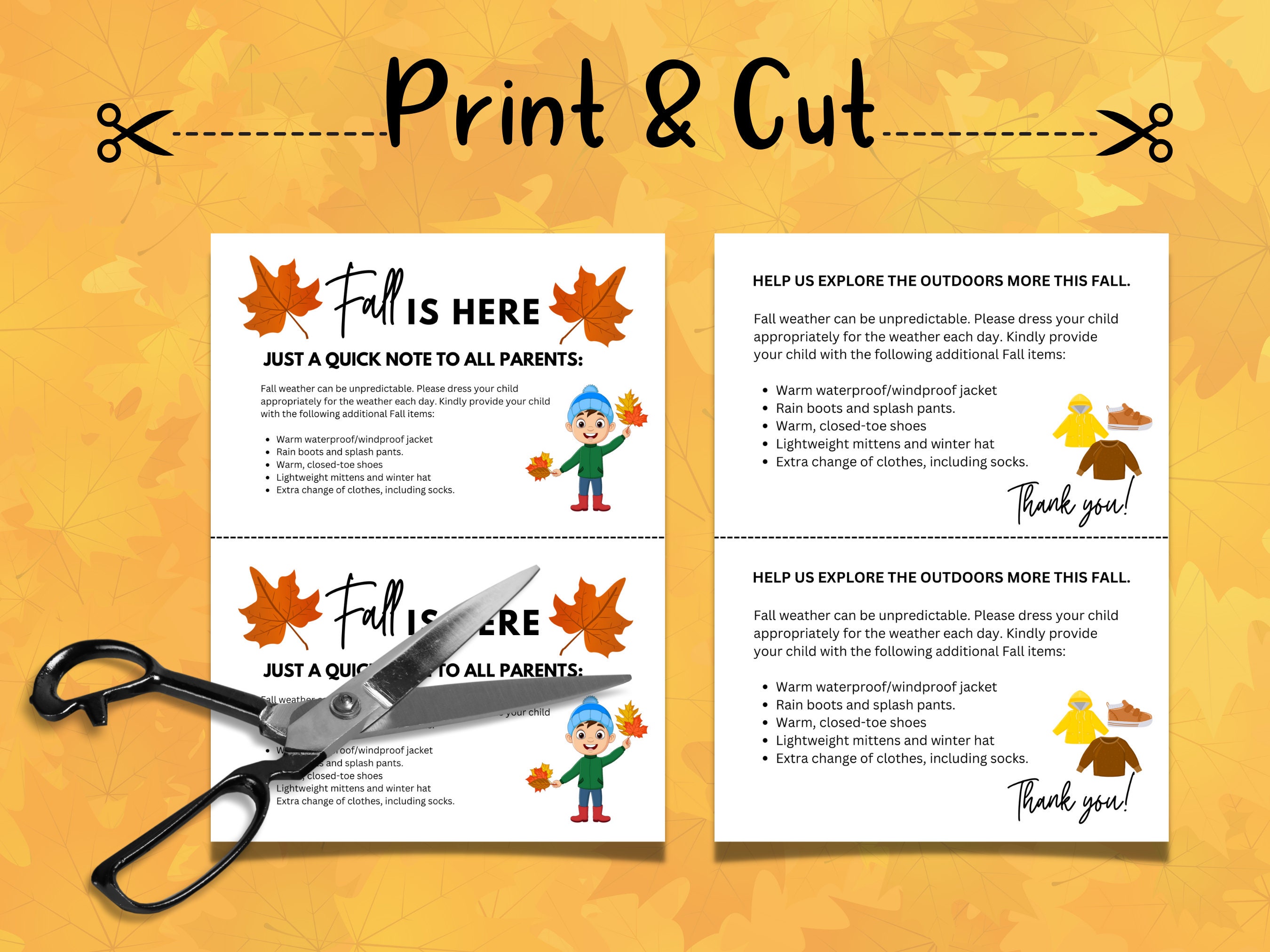Daycare Fall Clothing Reminder Notice - Etsy