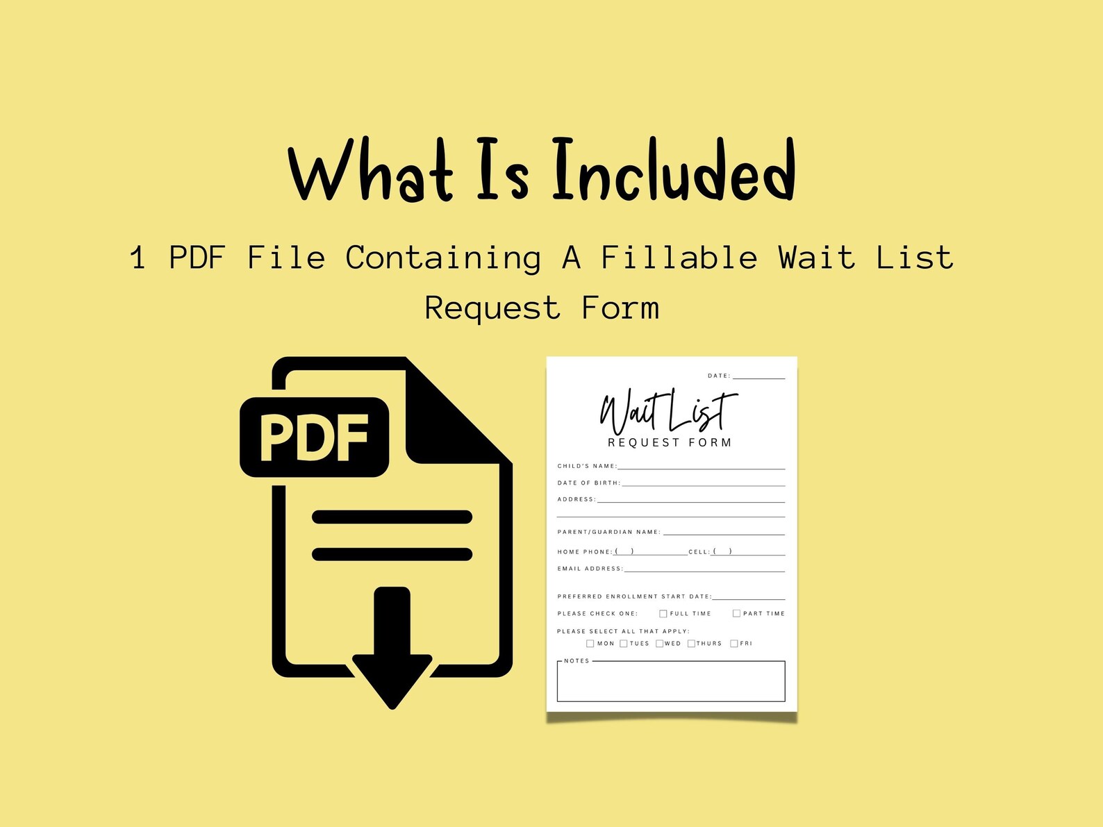 Daycare Wait List Request Form for Home Daycare & Childcare Centers - Etsy