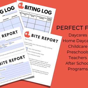 Bite Report Bundle | Bite Notice | Bite Log | Bite Letter to Parents ...