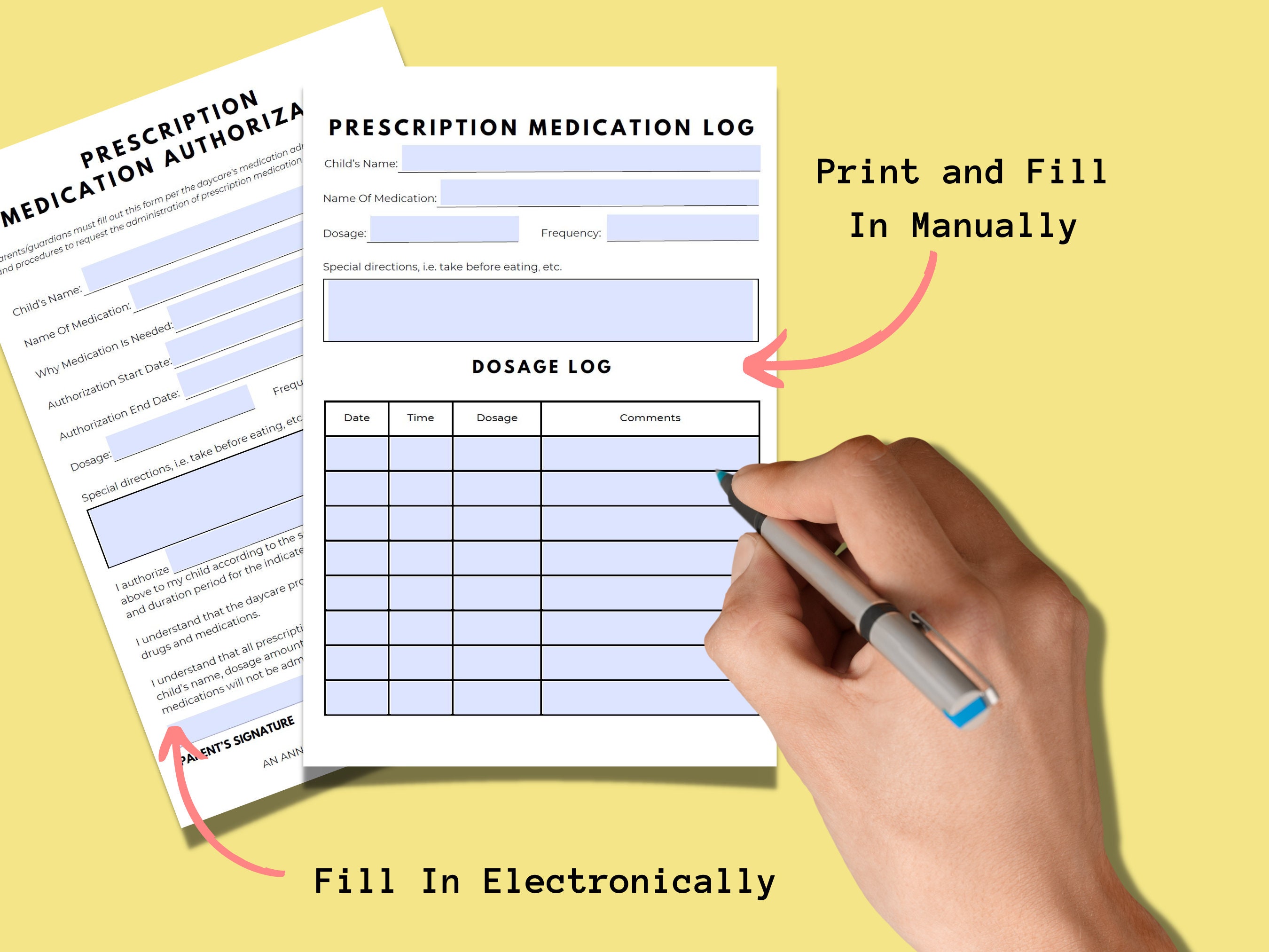 Prescription Medication Authorization Form Plus Medication Log - Etsy