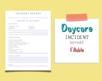 Editable Incident Report Form Accident Report Form Daycare Incident Log ...