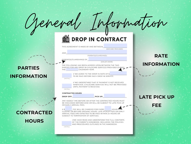 Daycare Drop-in Contract Template: Temporary Childcare Agreement (PDF ...
