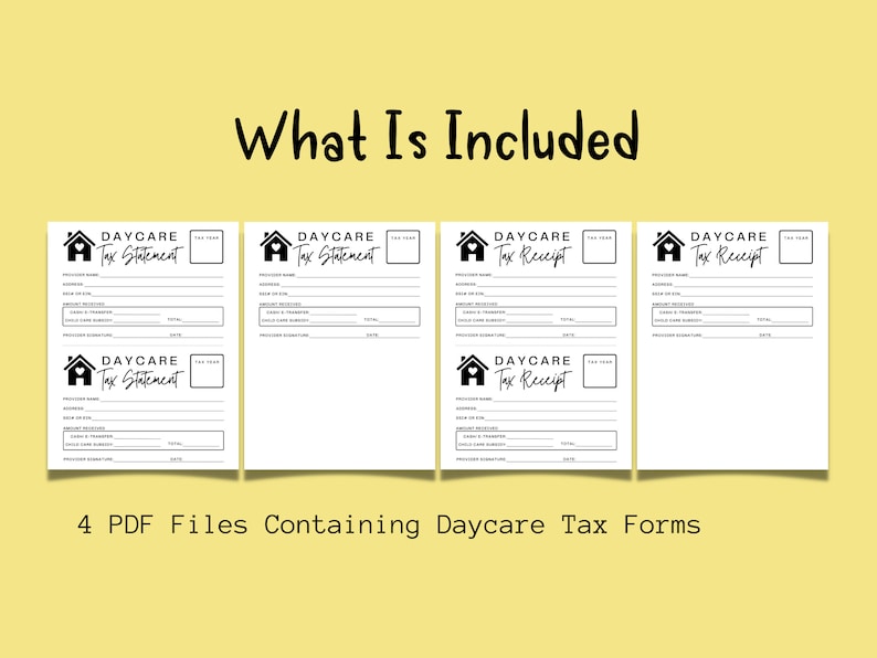 Daycare Tax Form | Daycare Tax Receipt | Daycare Tax Statement ...