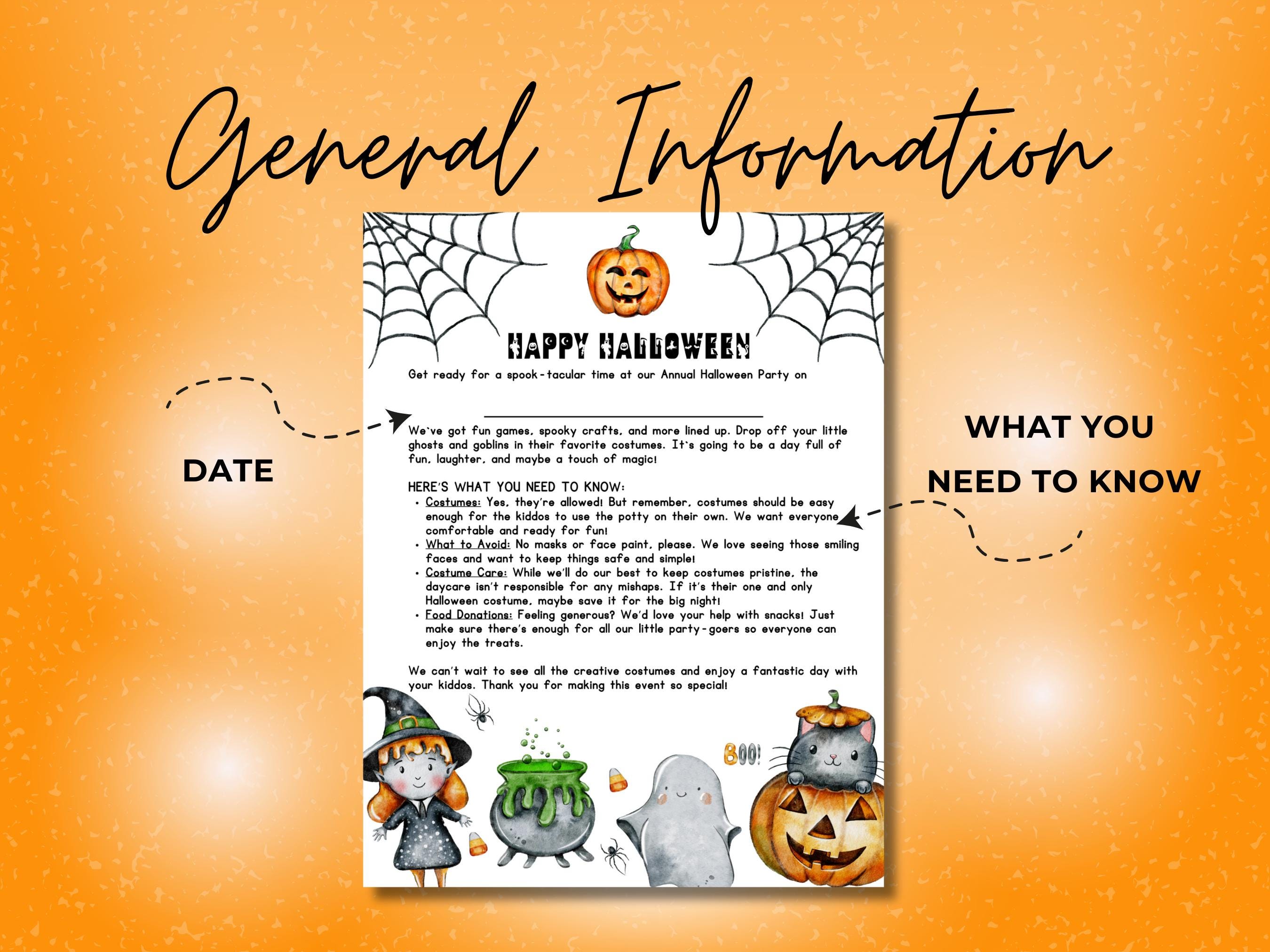Daycare Halloween Party Notice Template for Home Daycare & Childcare ...