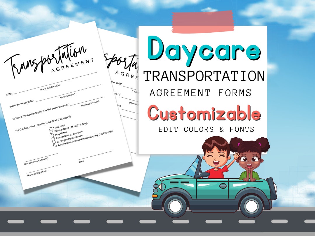 Transportation Agreement for Home Daycares | Transportation Policy for ...