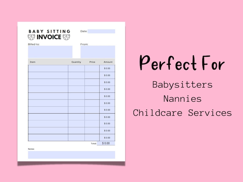 Babysitting Invoice Template Fillable Babysitting Invoice Babysitter ...