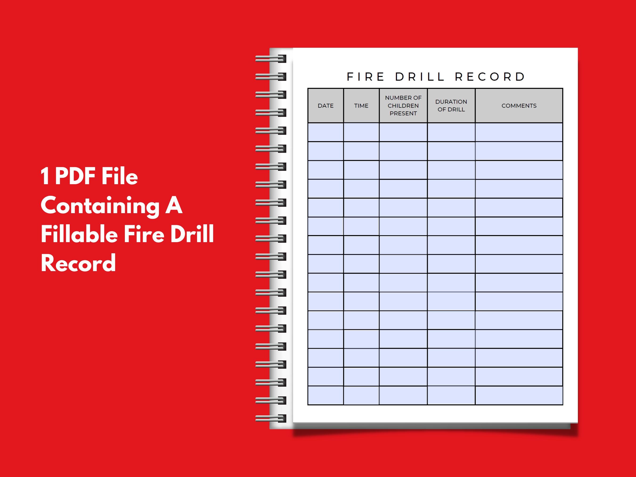 Fire Drill Log for Daycare Fire Drill Record Sheet for Fire Drill - Etsy