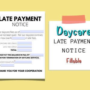 Daycare Late Payment Notice - Etsy