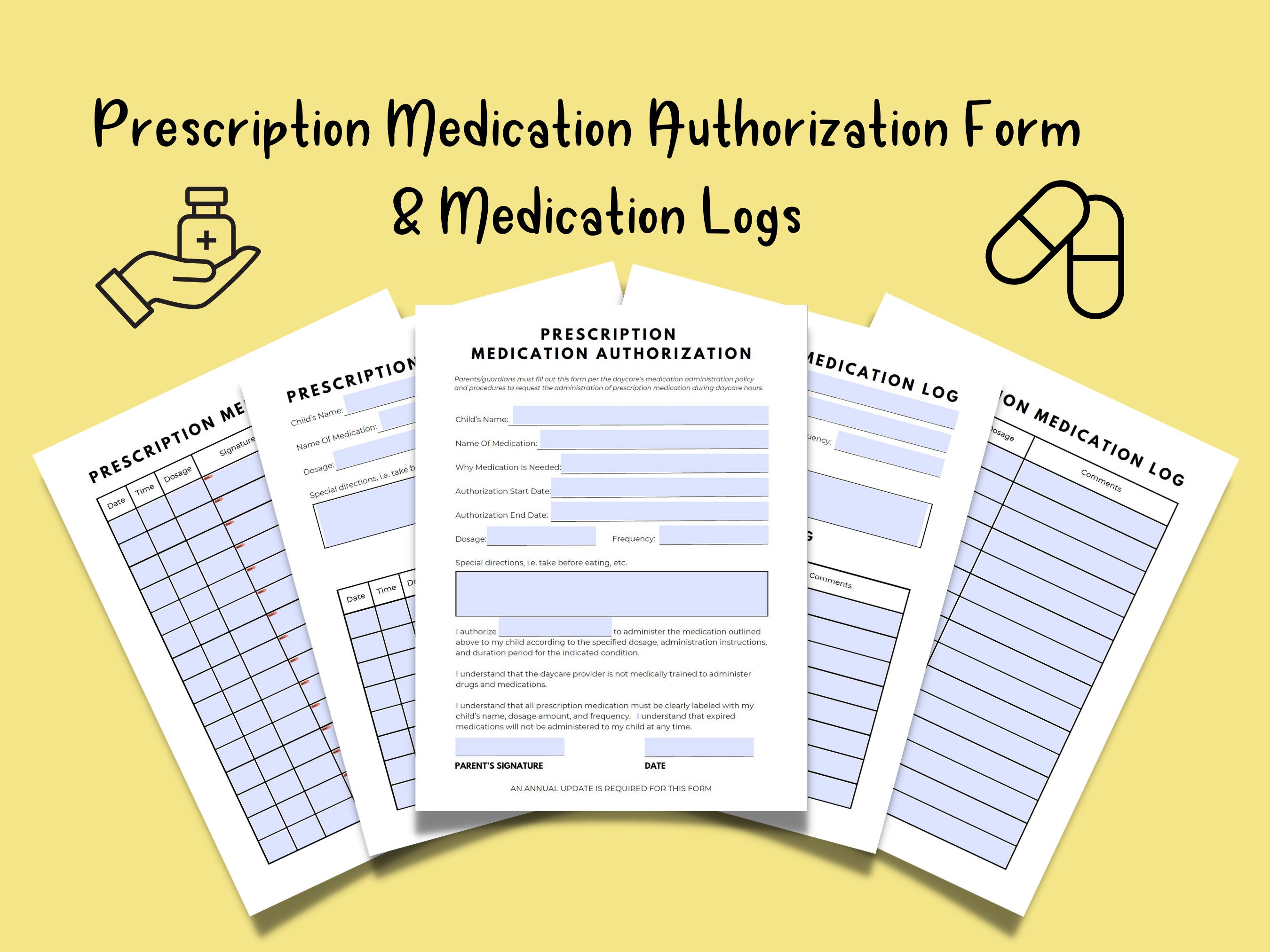 Daycare Medication Forms | Medication Authorization Forms | Allergy ...