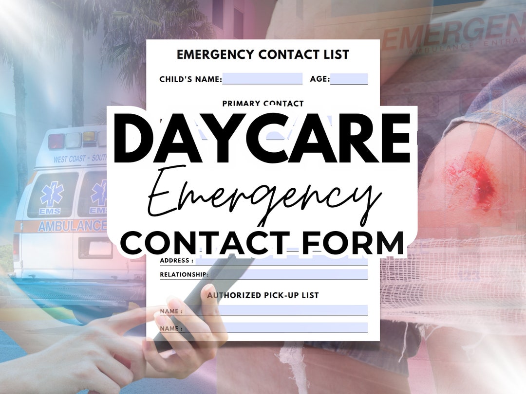 Emergency Contact Sheet Daycare Forms | Childcare Emergency Contact ...