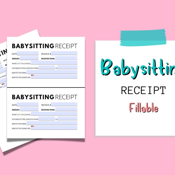 Babysitting Receipt Template Etsy