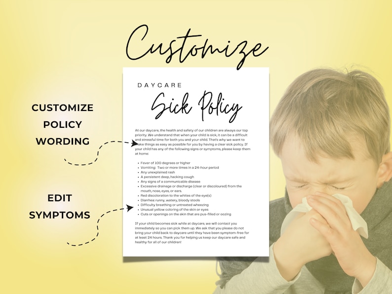 Daycare Sick Policy | Childcare Illness Policy | Sick Child Policy ...