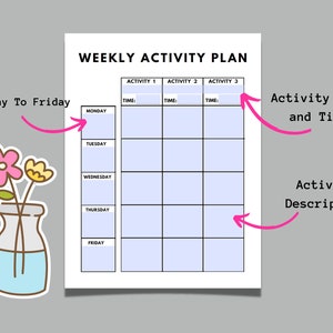 Daycare Weekly Activity Planner Toddler Activities Lesson Planner ...
