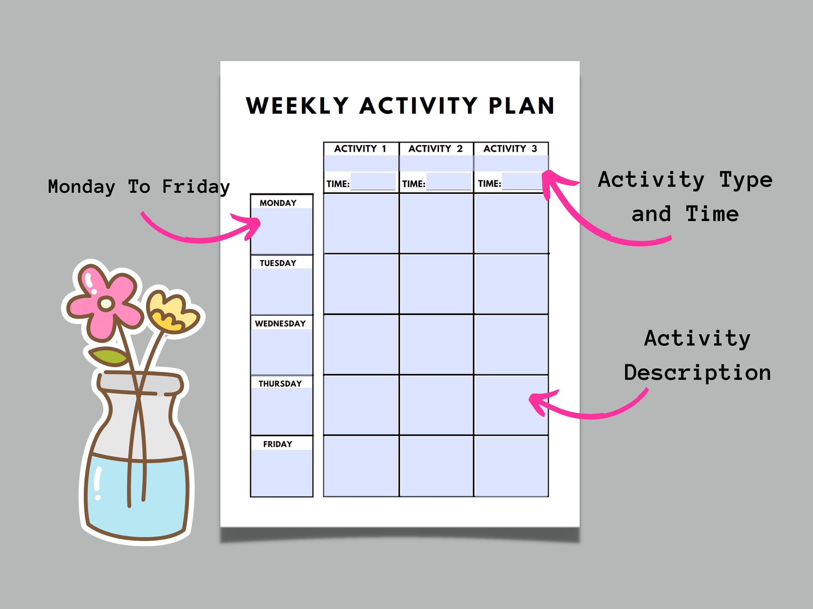 Daycare Weekly Activity Planner | Toddler Activities Lesson Planner ...