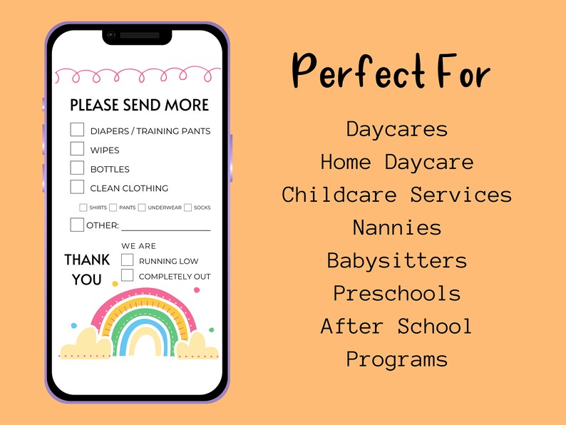 Daycare Supplies Text Template: Digital Parent Notice - Etsy