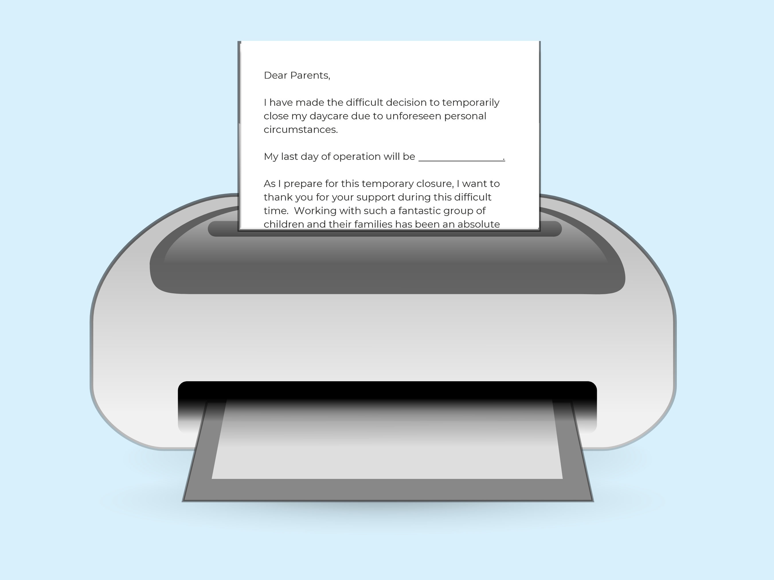 Daycare Temporary Closure Letter – Parent Notice for Short-term Closing ...