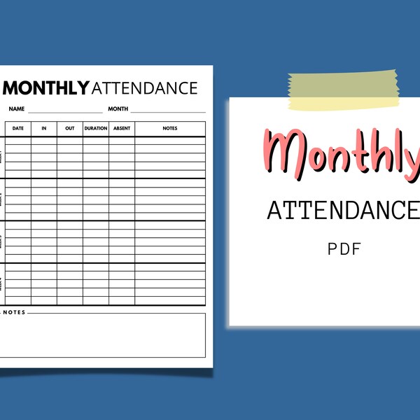 Monthly Attendance Daycare - Etsy