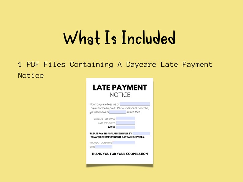 Daycare Late Payment Notice - Etsy