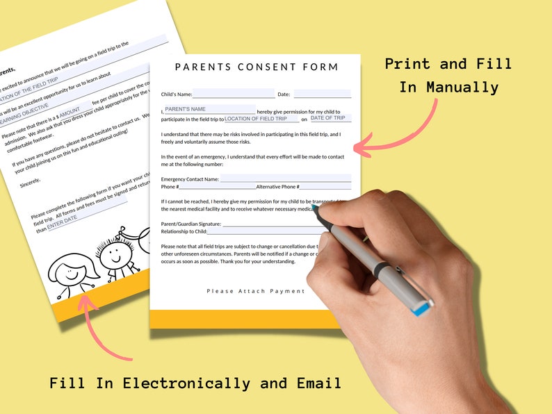 Fillable Field Trip Permission Slip & Parent Letter - Etsy