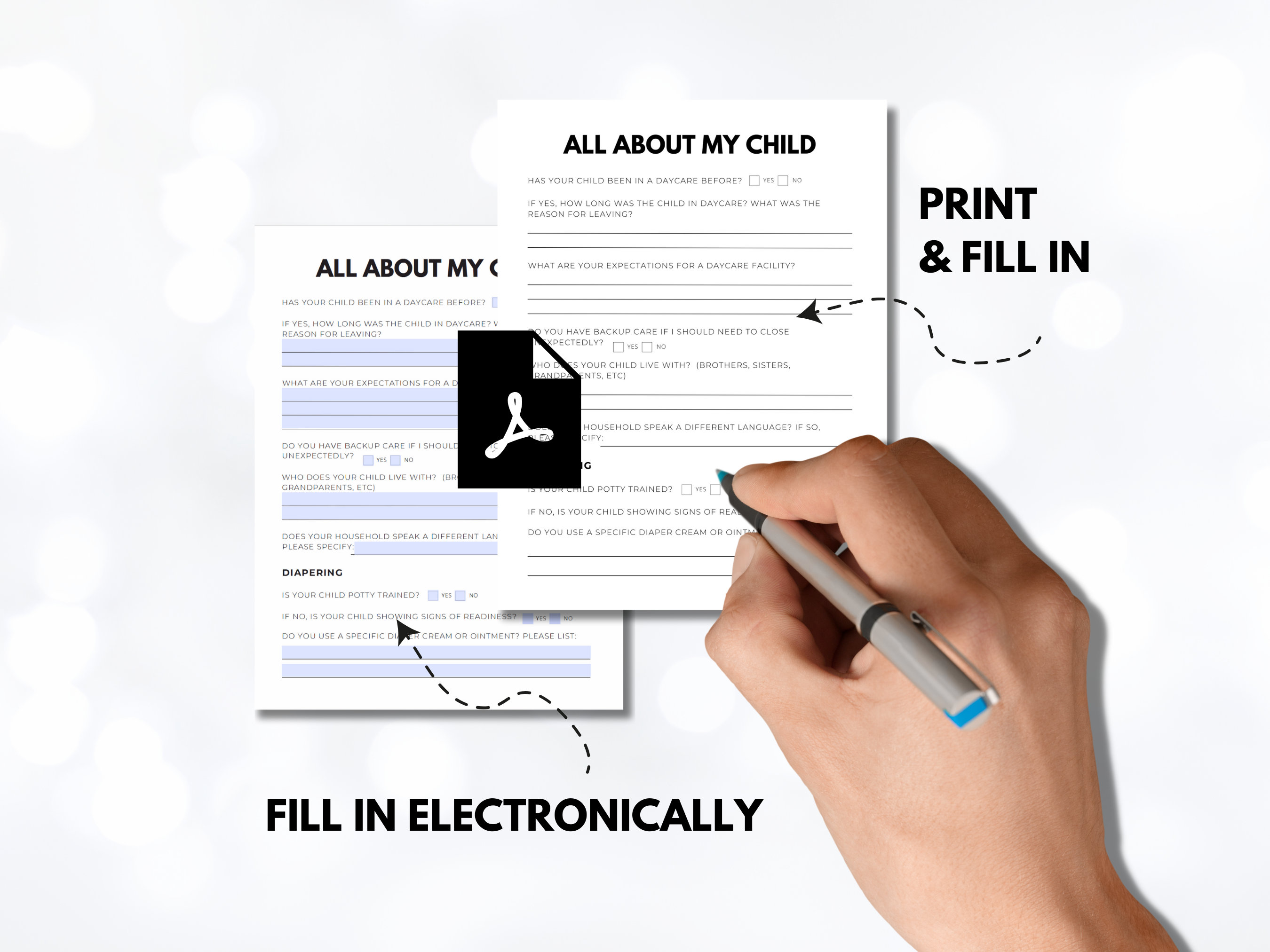 Daycare All About Me Forms: Child Information Sheet for Home Daycare ...
