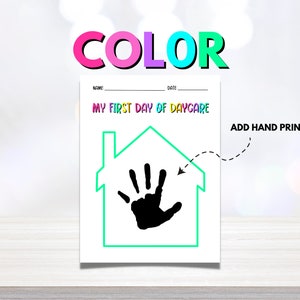 First Day Handprint Art for Daycares Daycare Hand Print Printable for ...