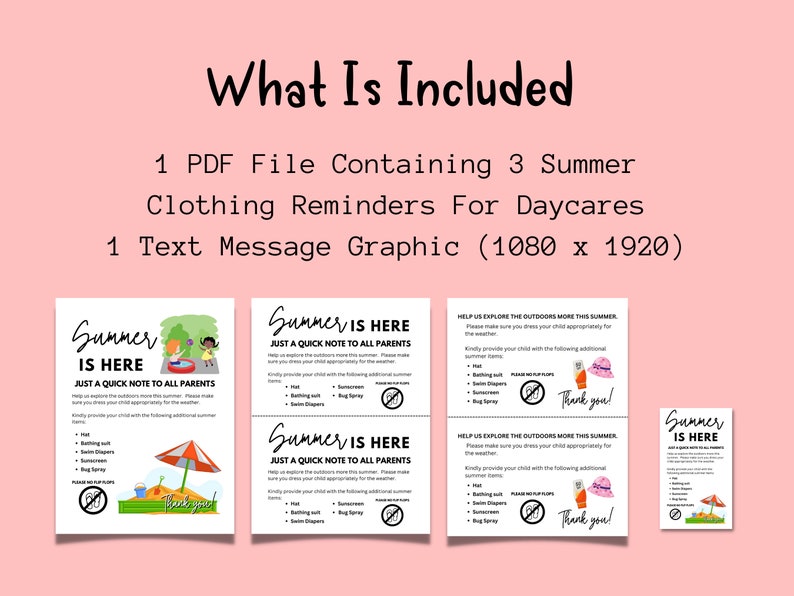 Daycare Summer Clothing Reminder Notice - Etsy