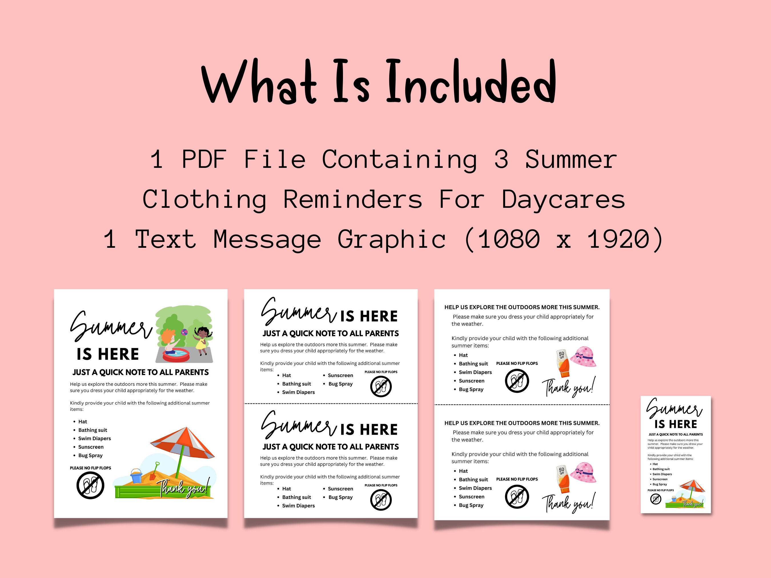 Summer Clothing Reminder for Daycares | Change of Clothes Slip ...