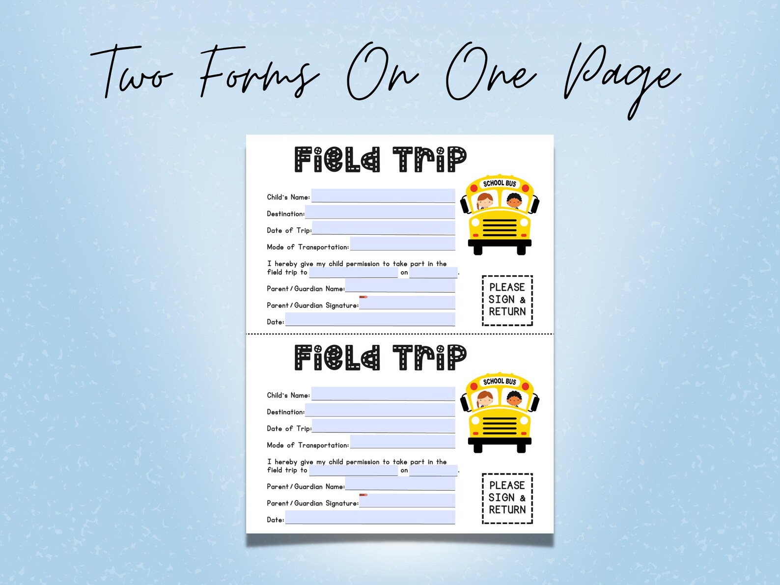 Daycare Field Trip Permission Slip: Printable Parent Consent Form (PDF ...