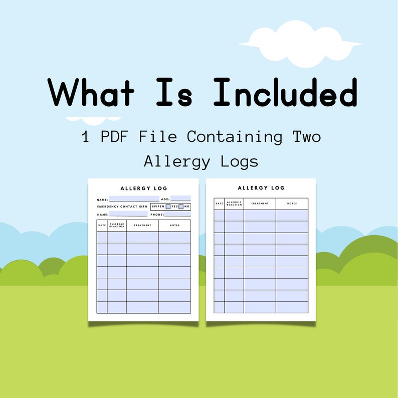 Childcare Allergy Log | Daycare Allergy Plan Form | Child Allergy Form ...
