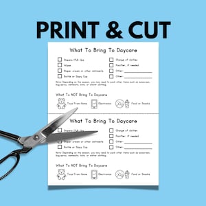 Daycare Supply List Printable: Parent Handout - Etsy