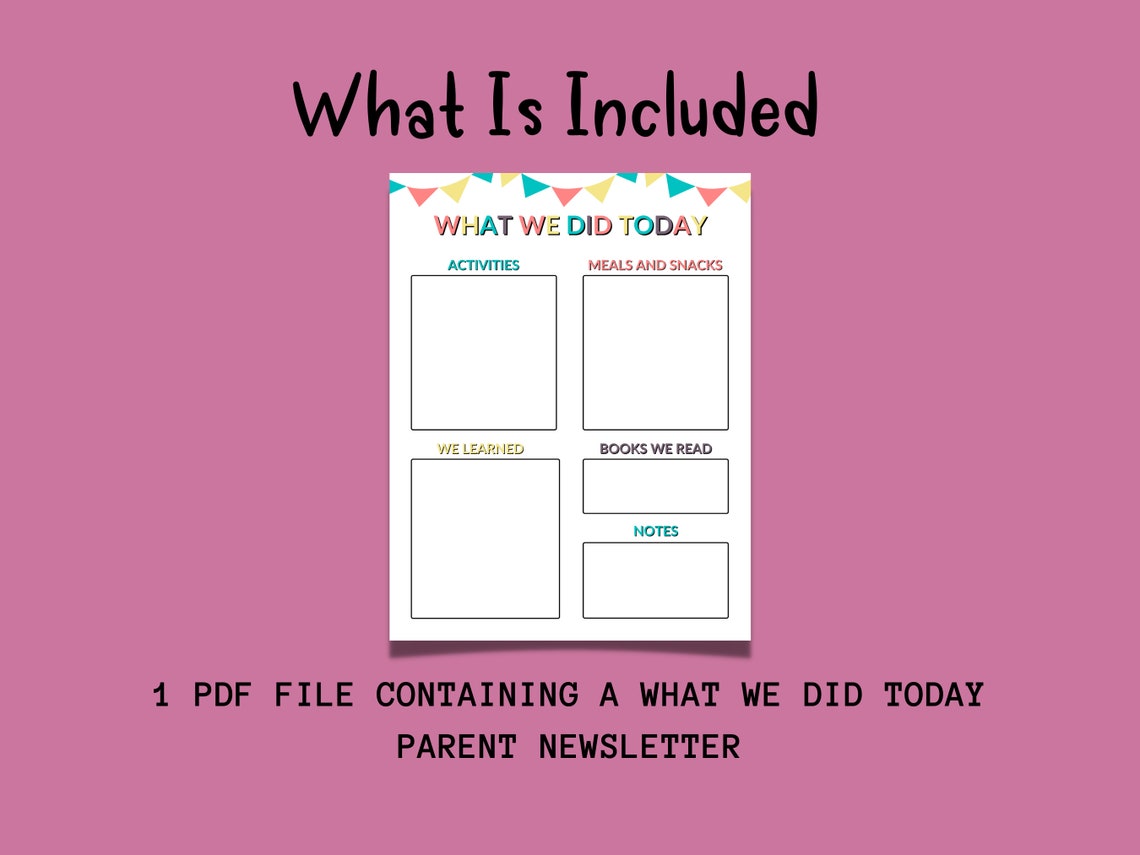 Daycare Newsletter Template | Parent Newsletter | Fillable PDF ...