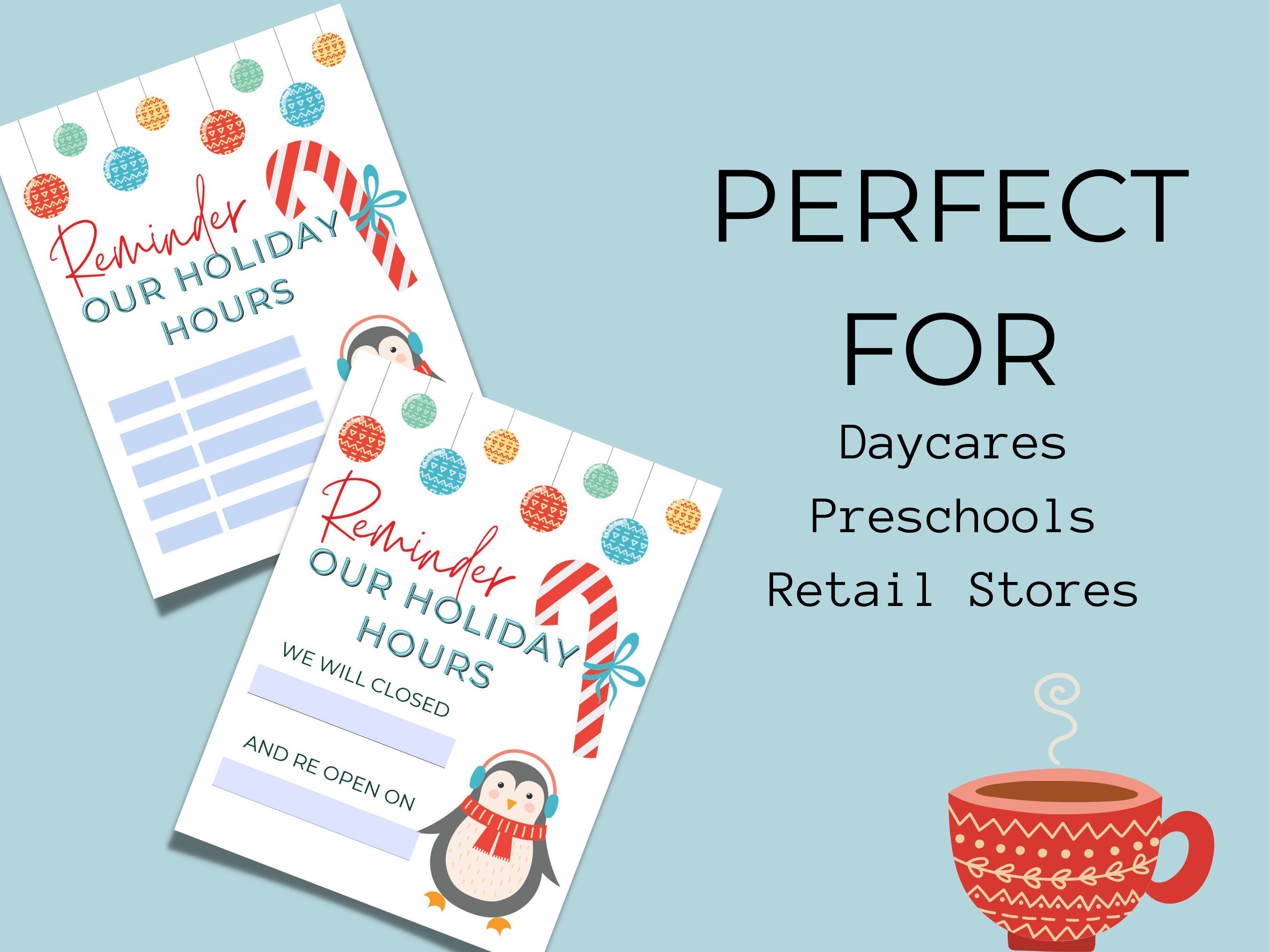 Holiday Hours Sign | Closed for the Holidays Sign | Christmas Hours ...