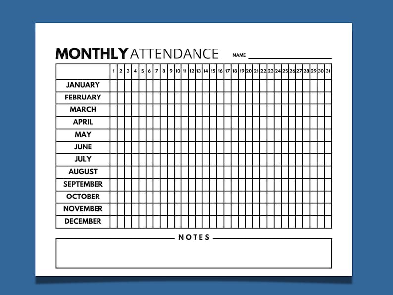 Monthly Attendance Sheet for Home Daycare & Childcare Centers - Etsy