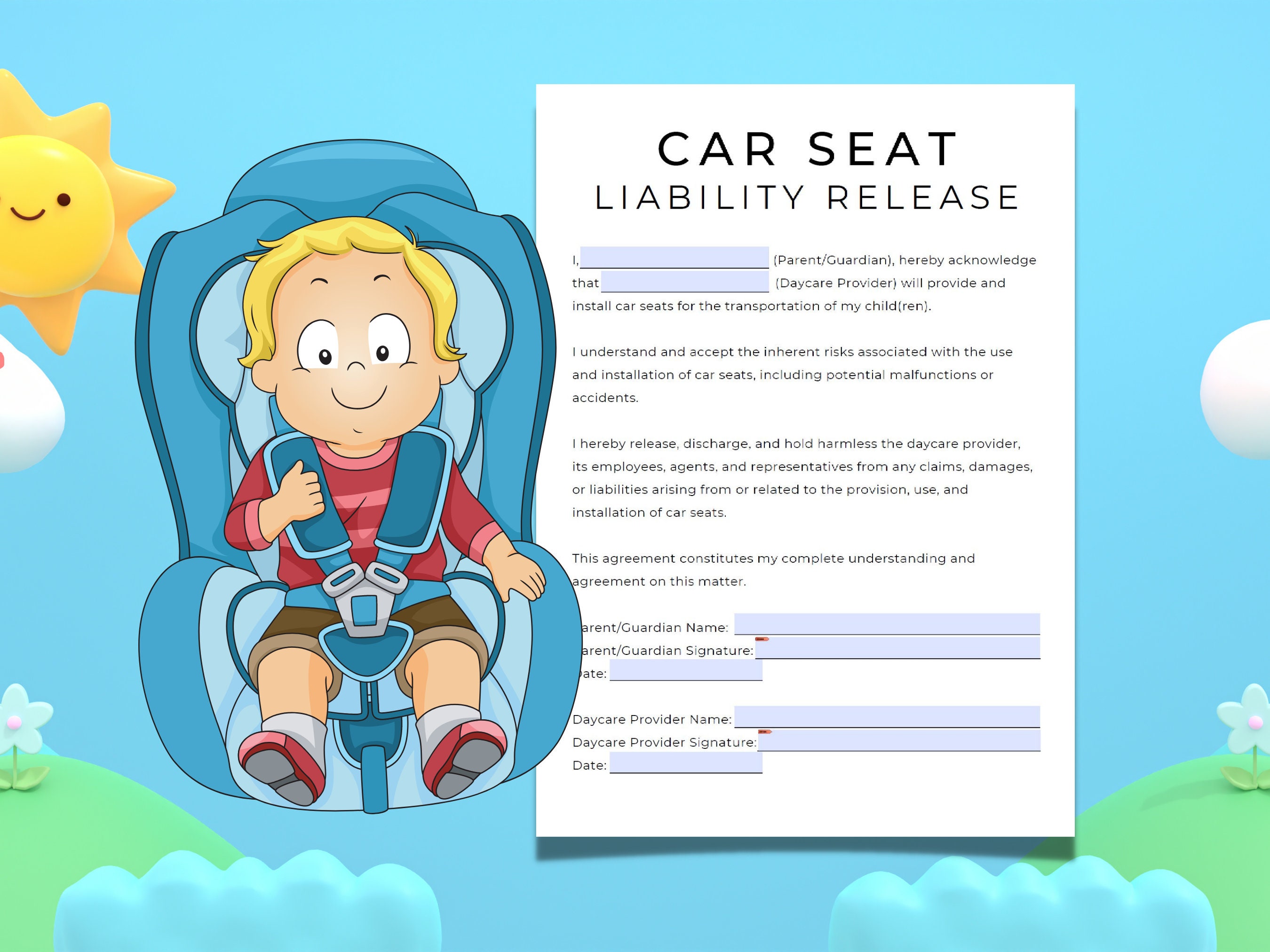 Daycare Transportation Policy + Car Seat Waiver | Liability Release ...