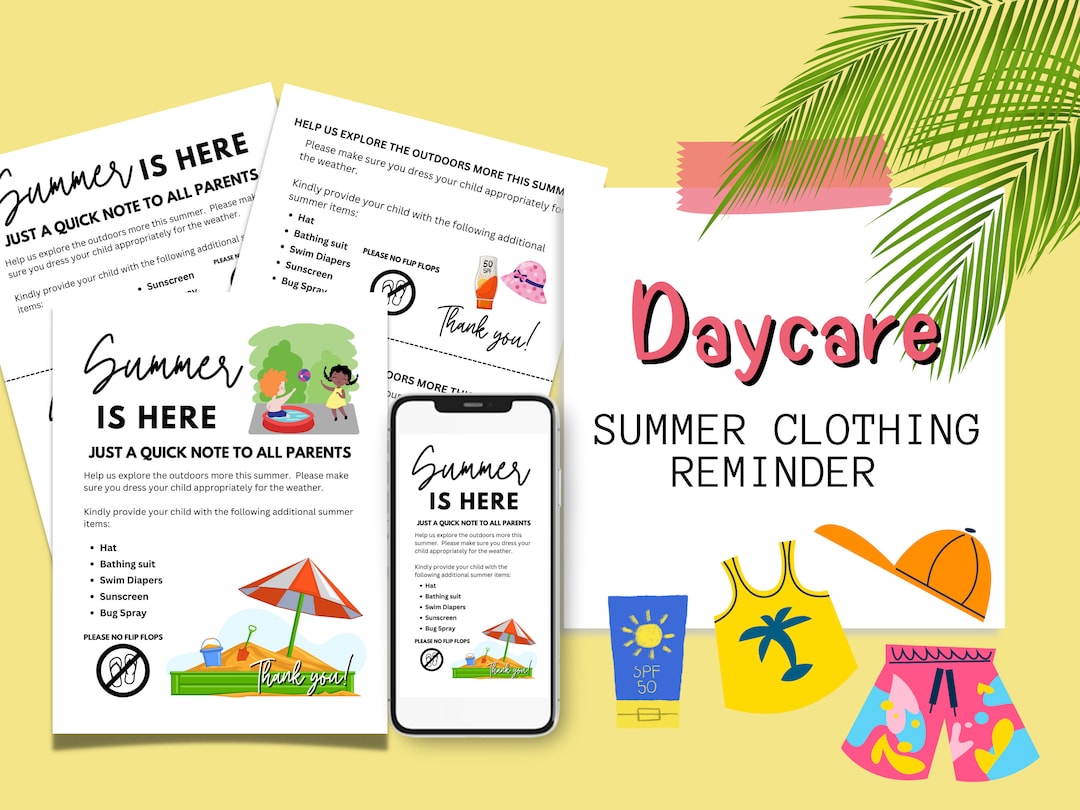 Summer Clothing Reminder for Daycares | Change of Clothes Slip ...