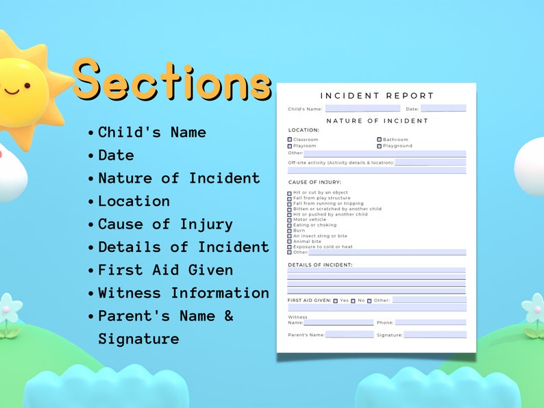 Daycare Incident Report Form for Home Daycare & Childcare Centers - Etsy