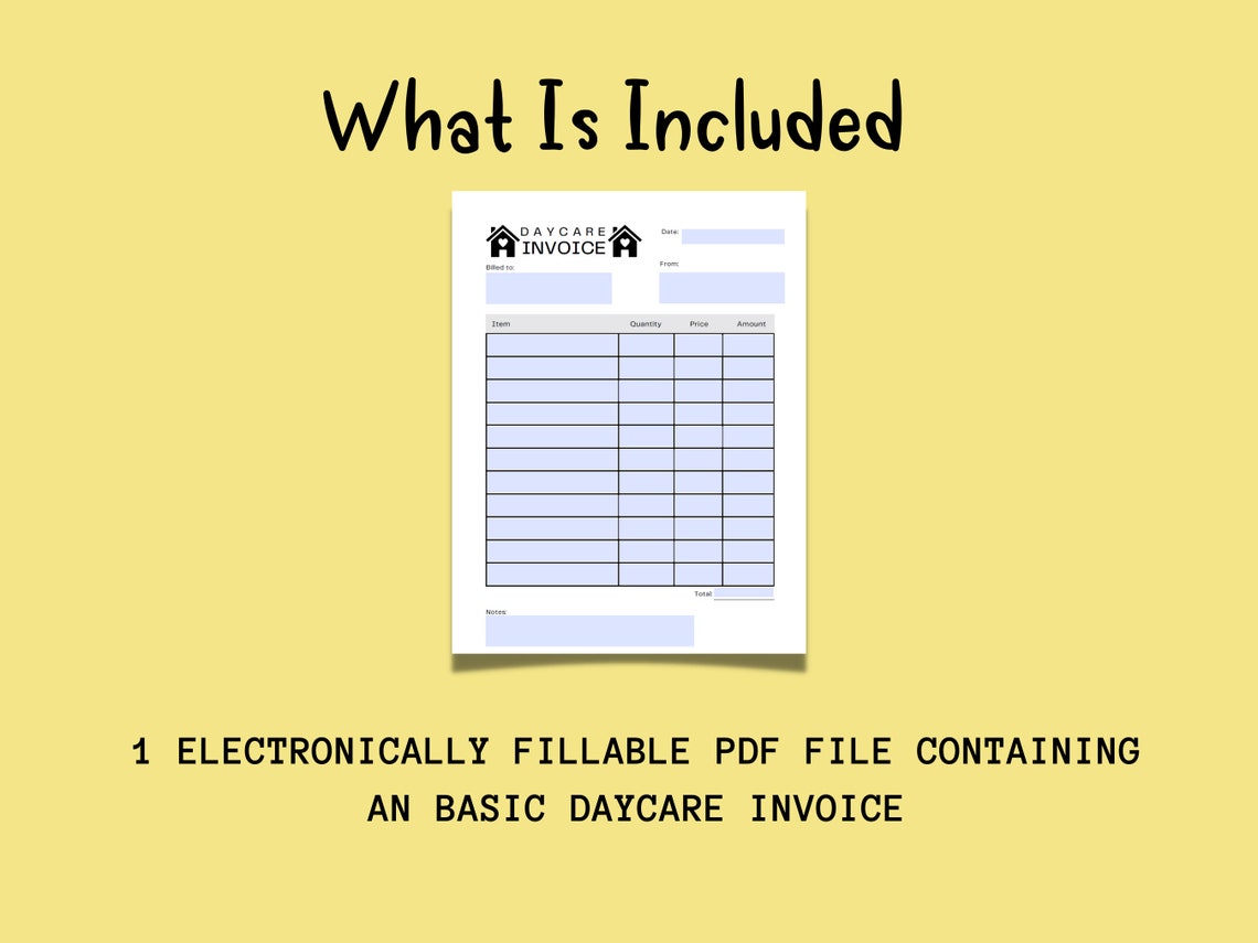 Daycare Invoice | Childcare Invoice | Fillable Invoice for Daycares ...