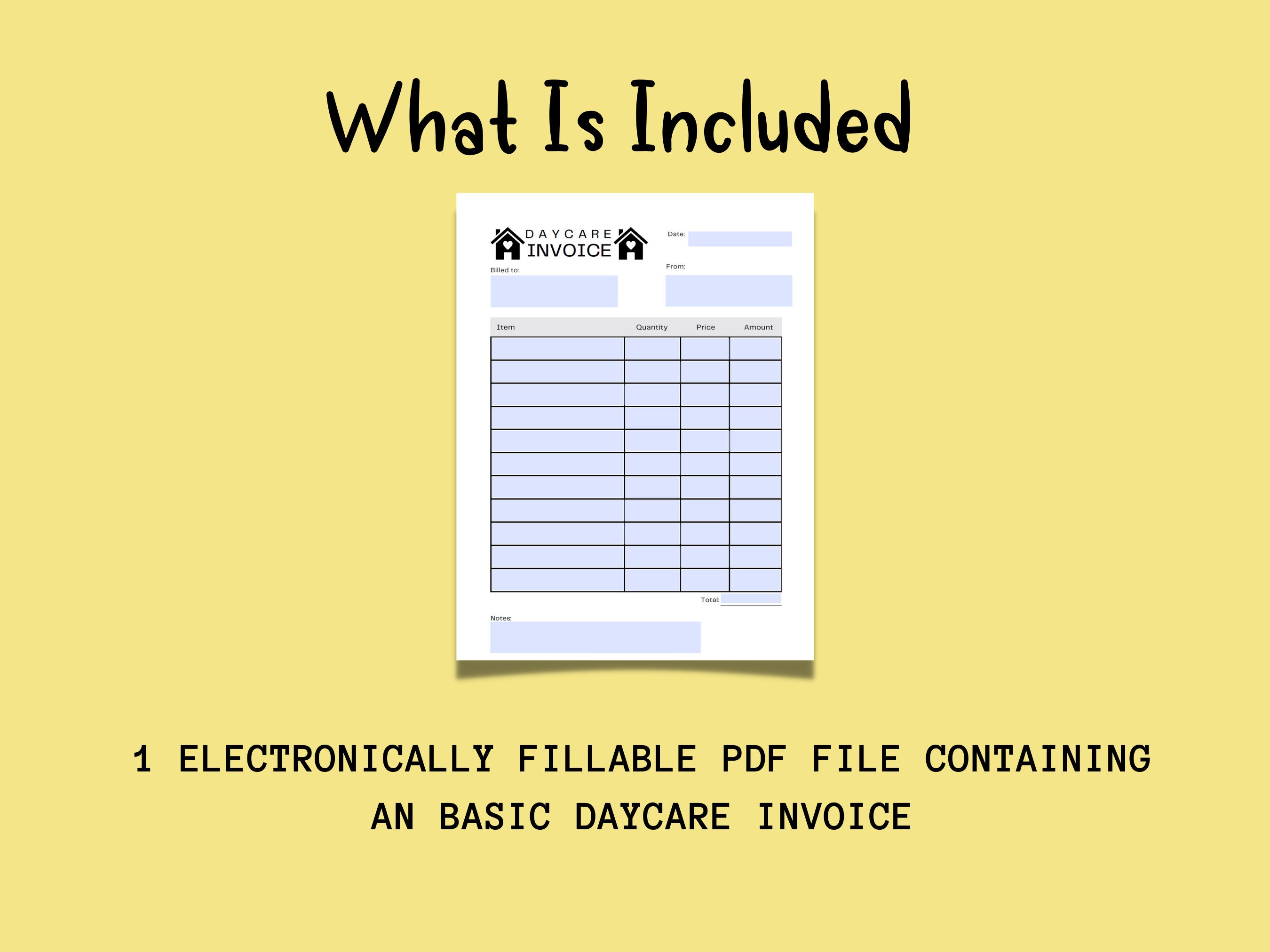 Daycare Invoice | Childcare Invoice | Fillable Invoice for Daycares ...