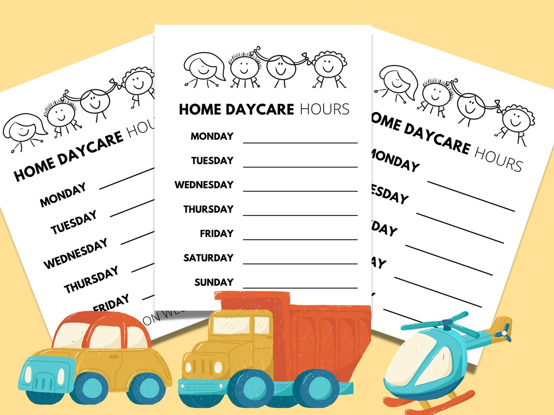 Home Daycare Business Hours Sign Home Daycare Hours of Operations Sign ...