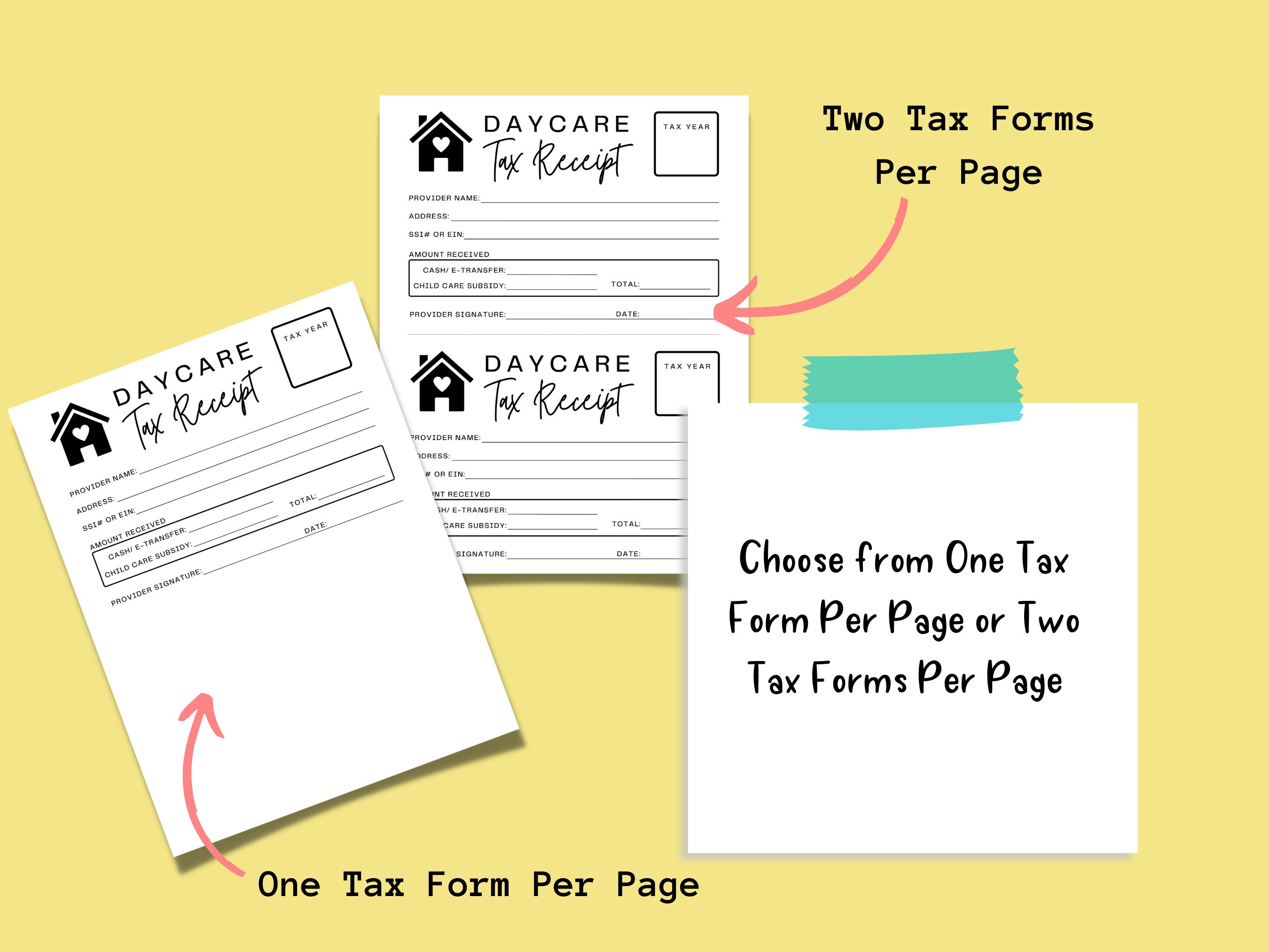 Daycare Tax Form | Daycare Tax Receipt | Daycare Tax Statement ...