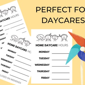 Home Daycare Business Hours Sign | Home Daycare Hours of Operations ...