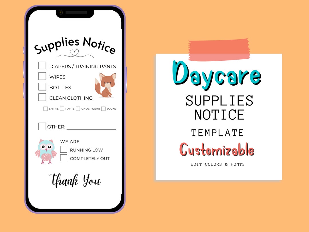Digital Supplies Notice Text Message Template, Daycare Digital Notice ...