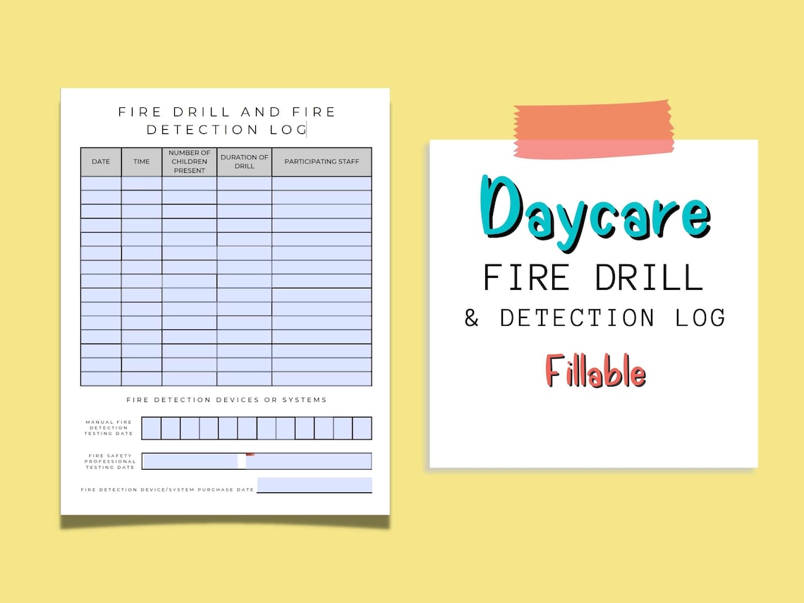 Fire Drill and Fire Detection Log Daycare Forms Childcare - Etsy Canada