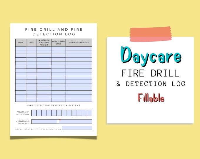 Fire Drill and Fire Detection Log Daycare Forms Childcare - Etsy Canada