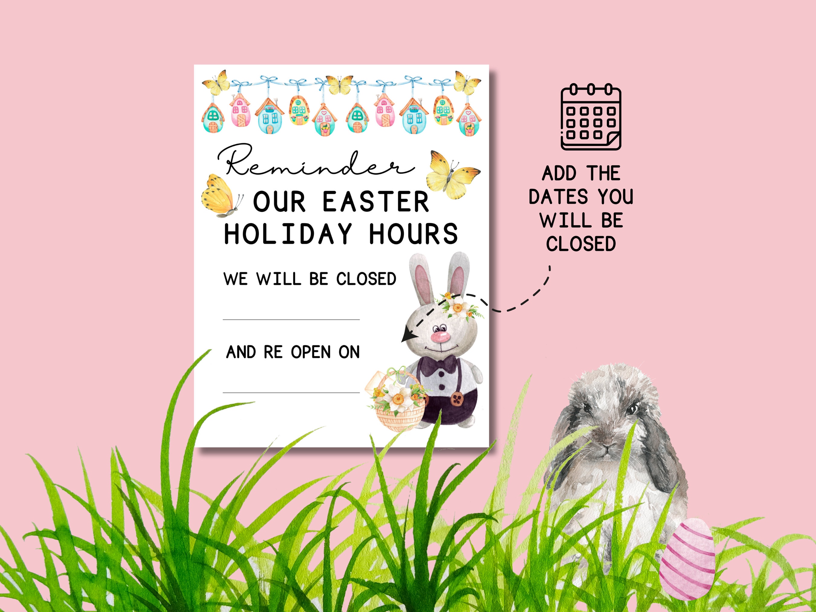 Easter Holiday Hours Sign: Printable Closure Signage - Etsy
