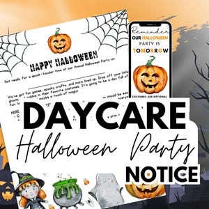 Daycare Halloween Party Notice Template for Home Daycare & Childcare ...