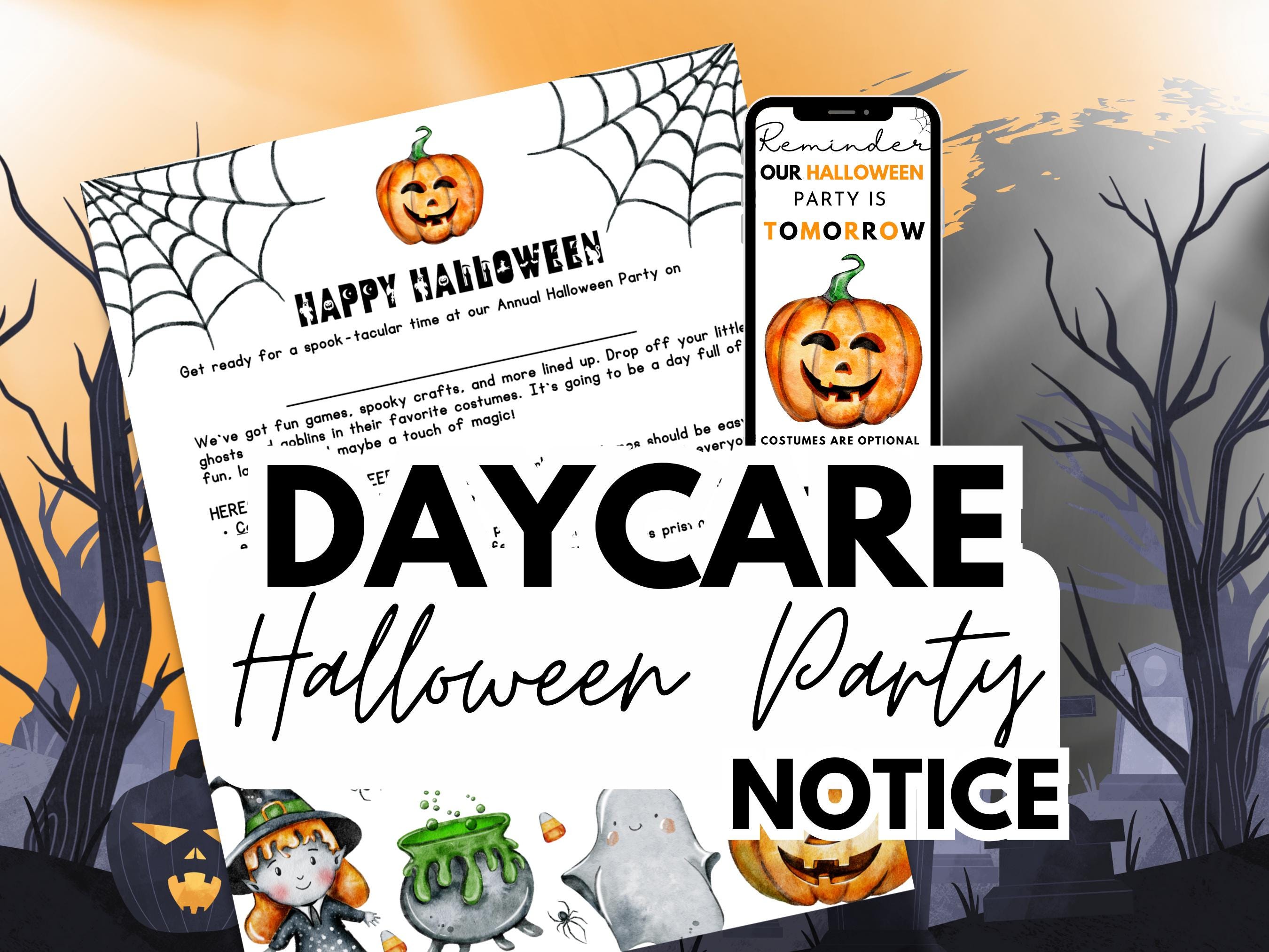 Daycare Halloween Party Notice Template for Home Daycare & Childcare ...