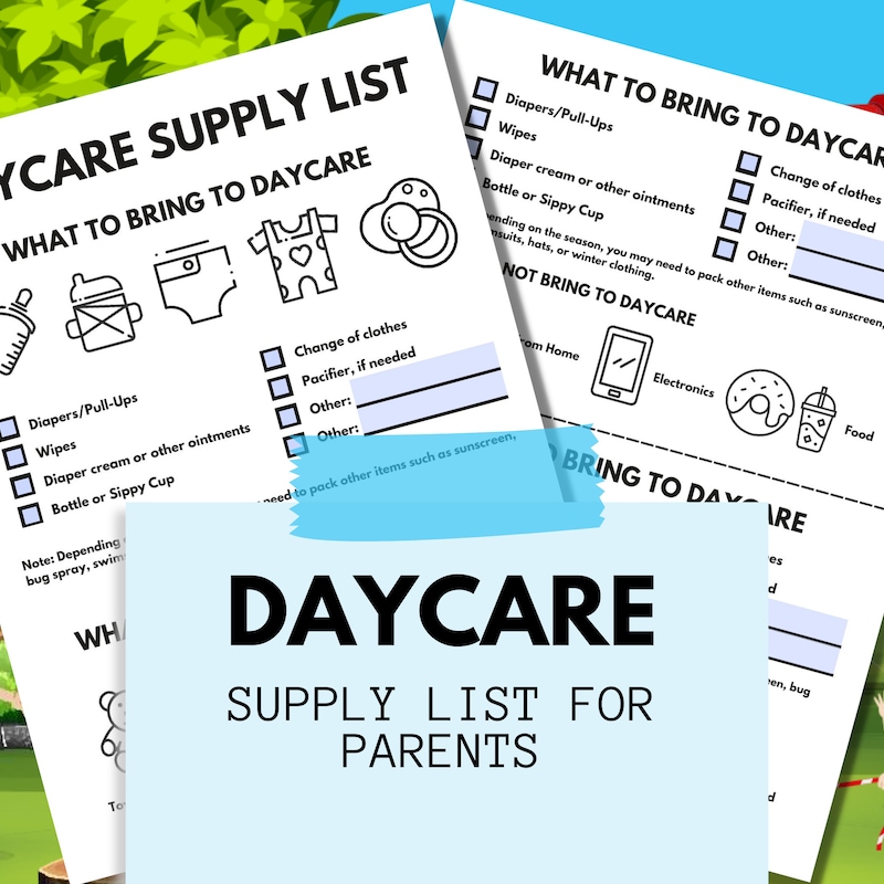 Supply Sheet for Daycare - Etsy