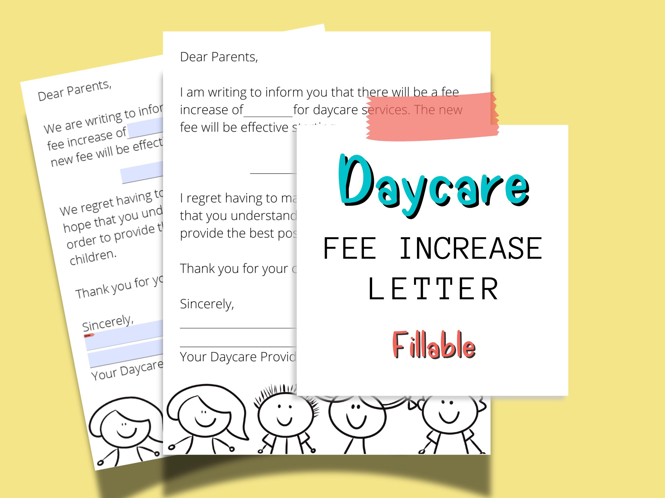 Daycare Fee Increase Letter for Home Daycare & Childcare Centers - Etsy
