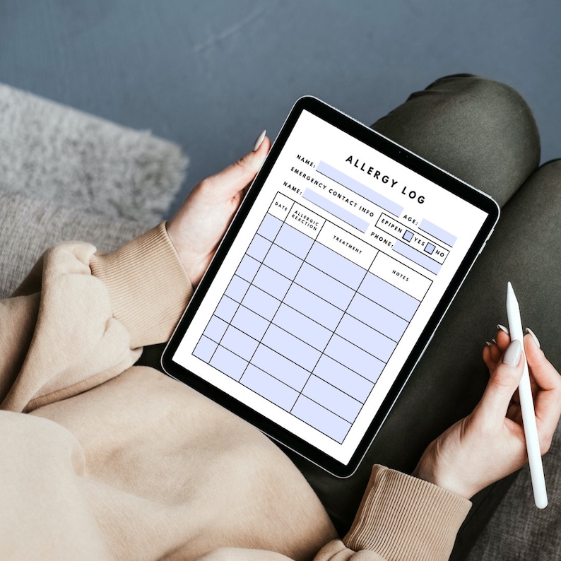 Childcare Allergy Log | Daycare Allergy Plan Form | Child Allergy Form ...